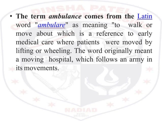 Emergency ambulance service | PPSX | First Aid | Injuries