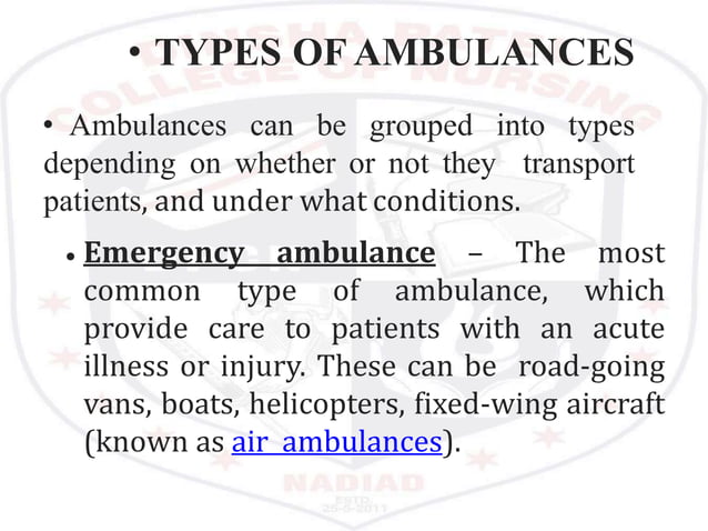 Emergency ambulance service | PPSX | First Aid | Injuries