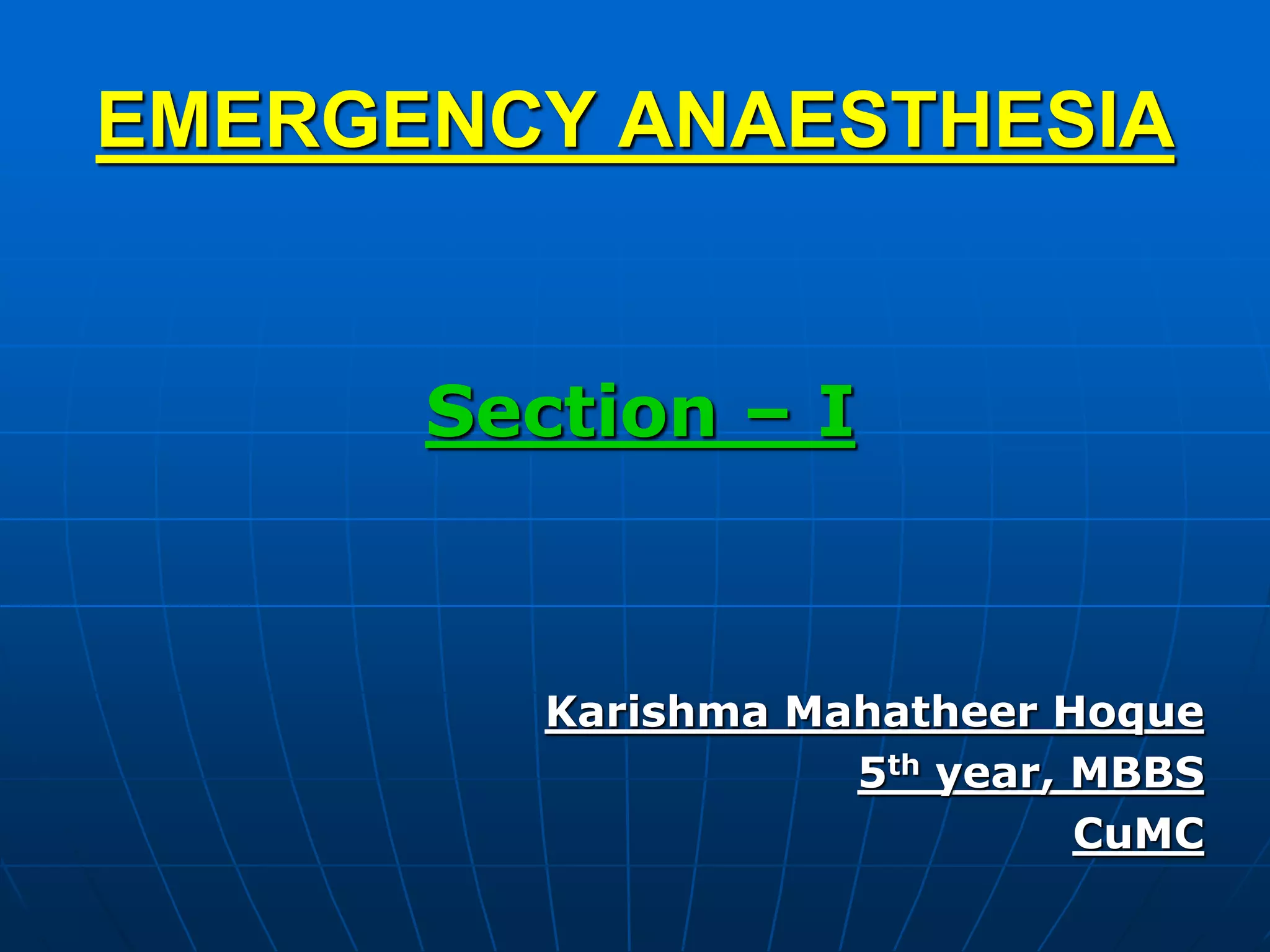 Emergency anaesthesia | PPT