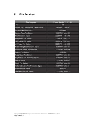 Emergency and important contact number bangalore | DOC