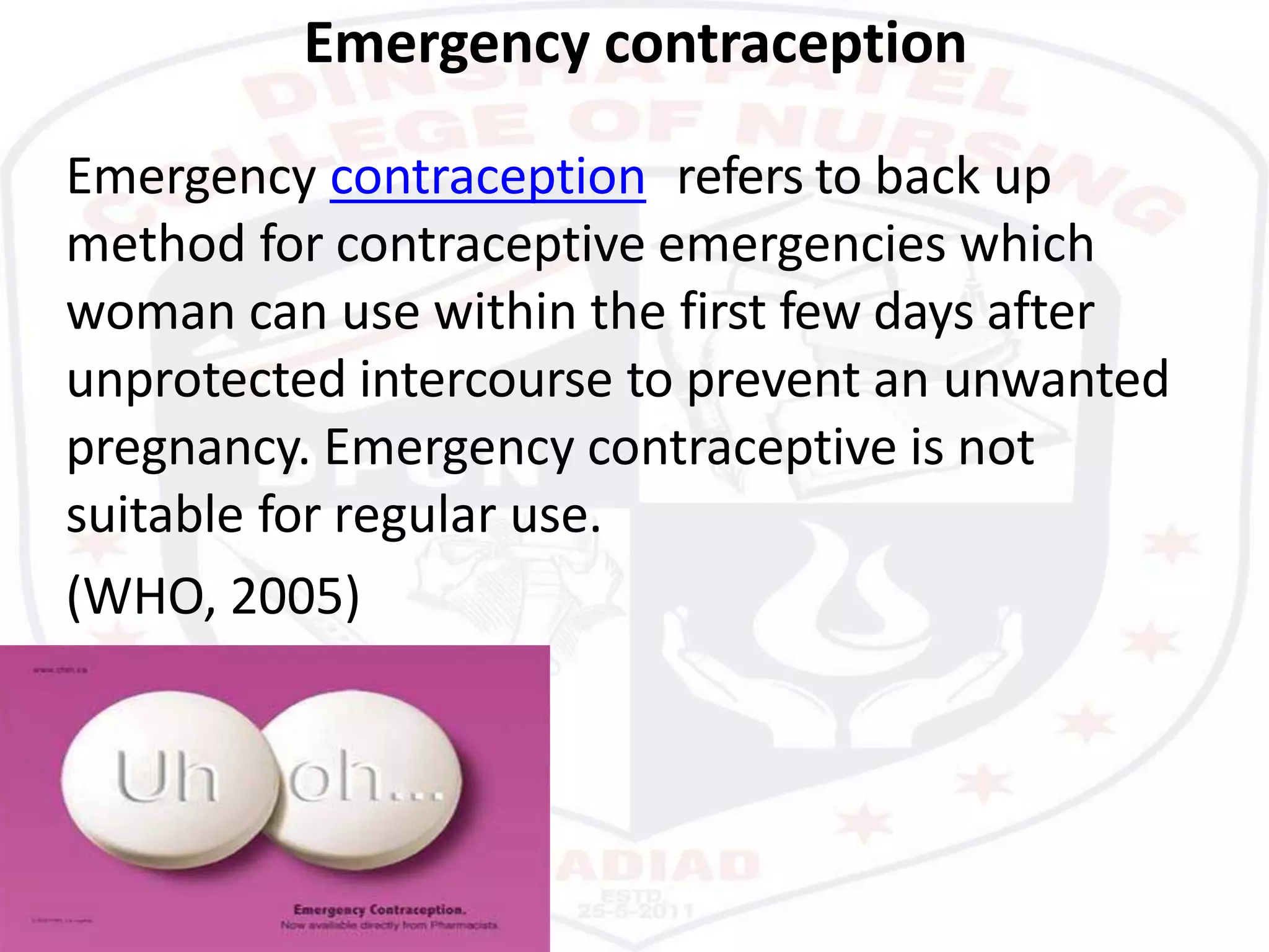 Emergency and terminal contraception | PPSX | Pregnancy | Reproductive ...