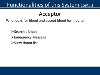 Emergency blood donation management system | PPTX