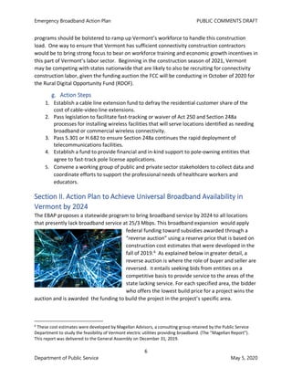 Vermont 2012 Emergency broadband action to May 5, 2020 | PDF