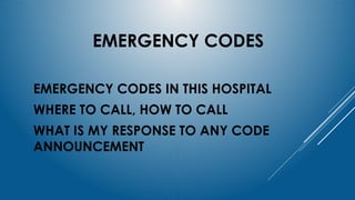 EMERGENCY CODES in hospital for suitation | PPT