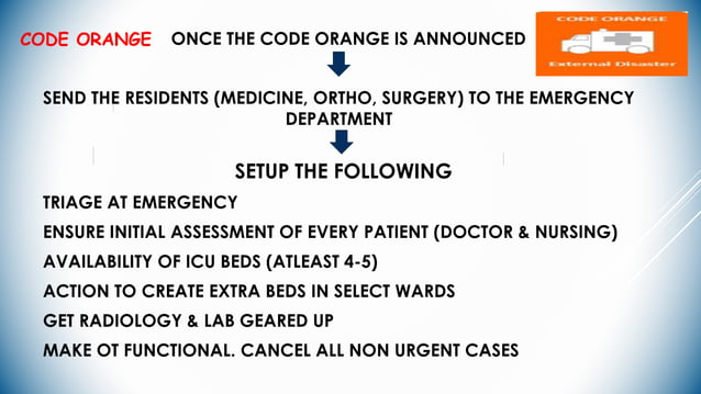 EMERGENCY CODES in hospital related to some disaster | PPT