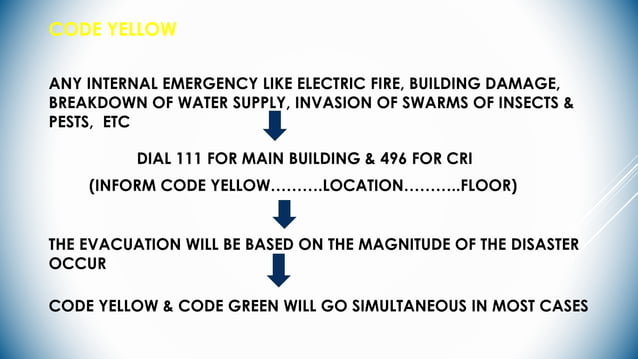 EMERGENCY CODES in hospital related to some disaster | PPT