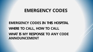 EMERGENCY CODES of hospital with well reputed | PPTX