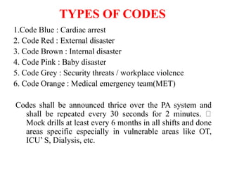 Emergency codes in hospital in india PPT | PPTX