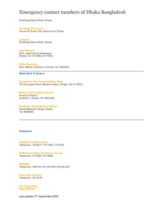 Emergency contact numbers of dhaka bd | DOCX