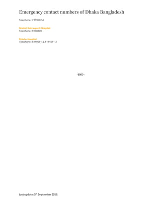 Emergency contact numbers of dhaka bd | DOCX