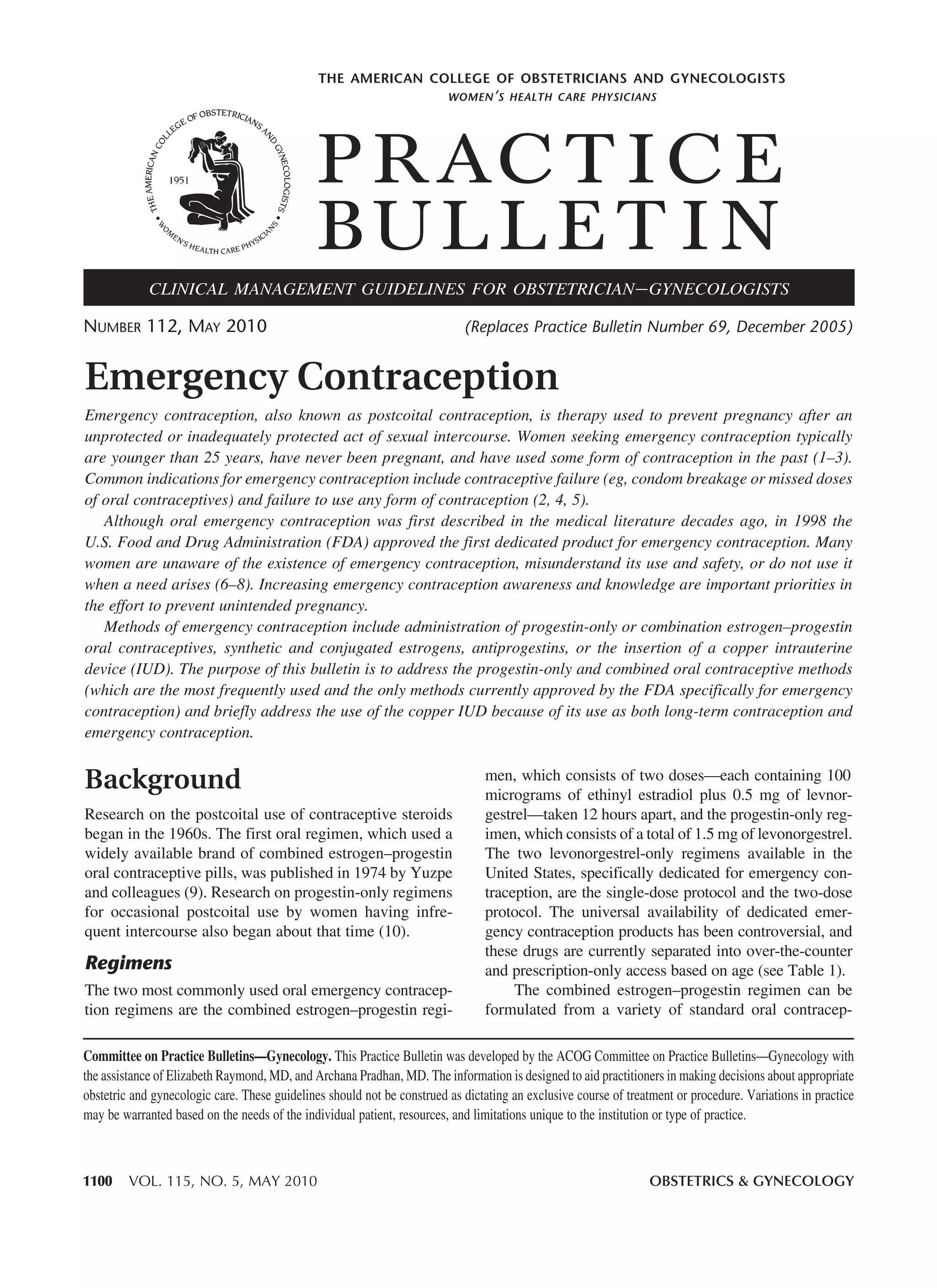 Emergency contraception may 2010 | PDF