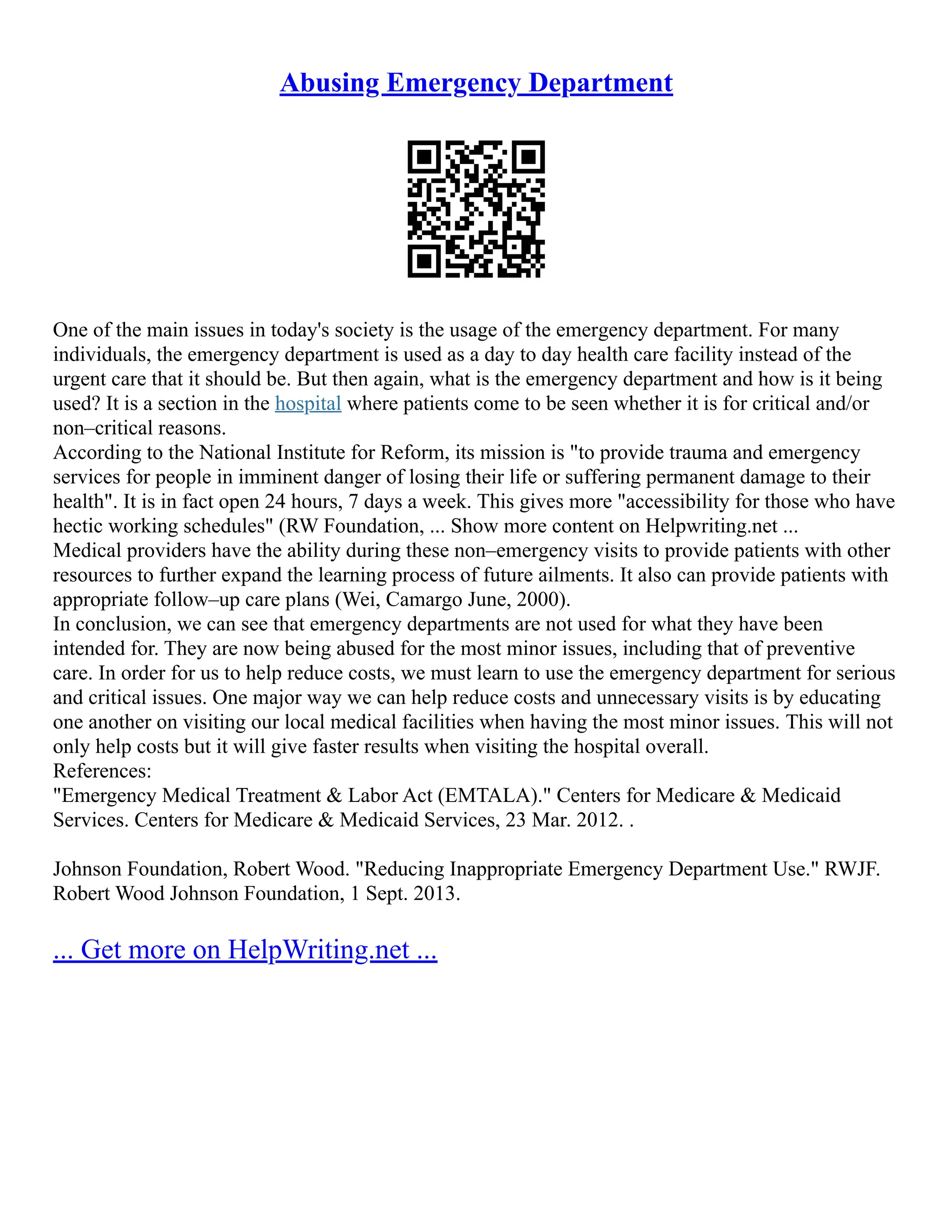 Emergency Department Crowding | PDF