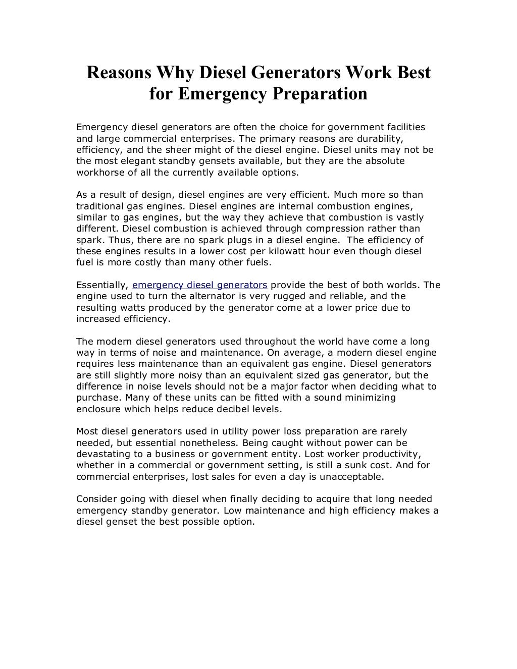 Emergency Diesel Generators