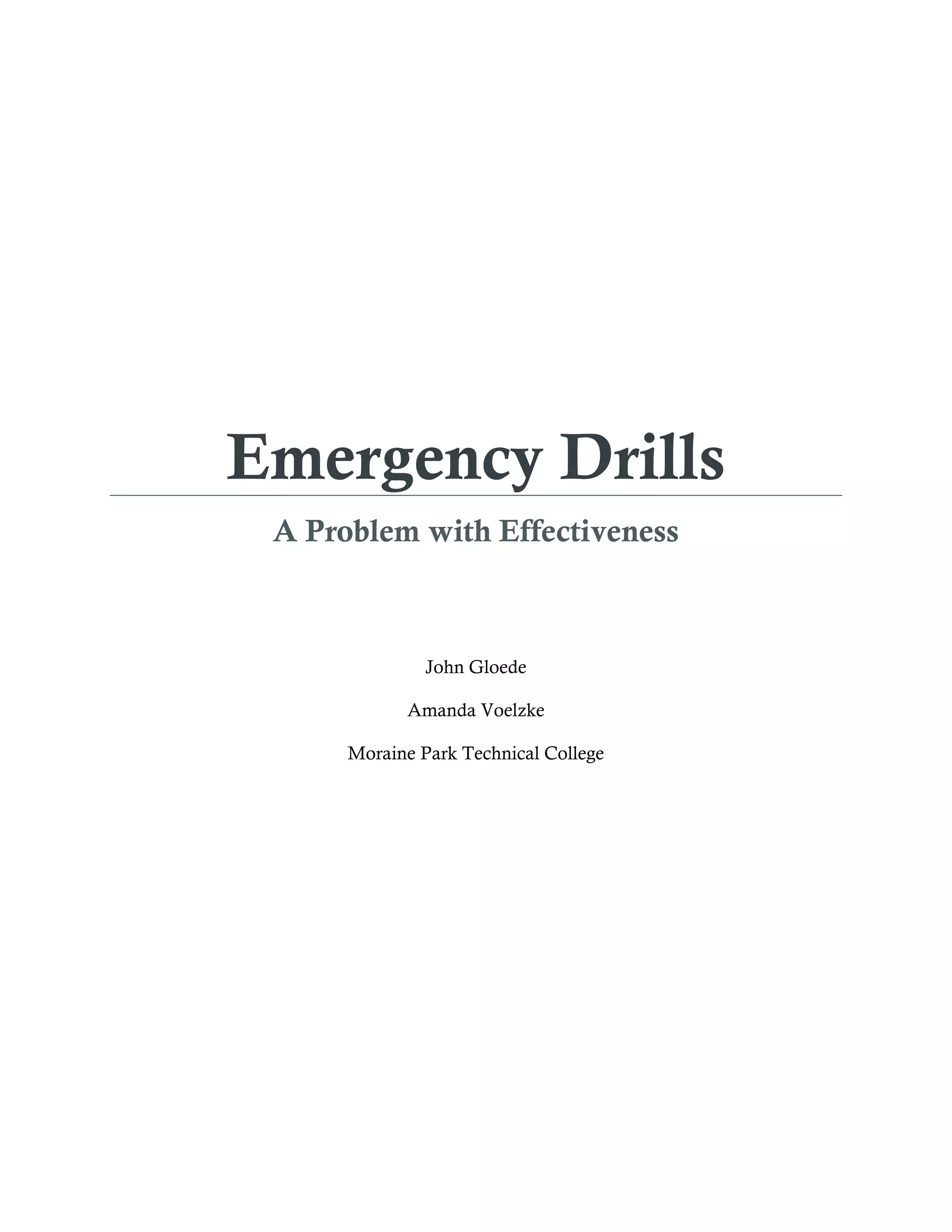 Emergency drills: A Problem with Effectiveness | PDF