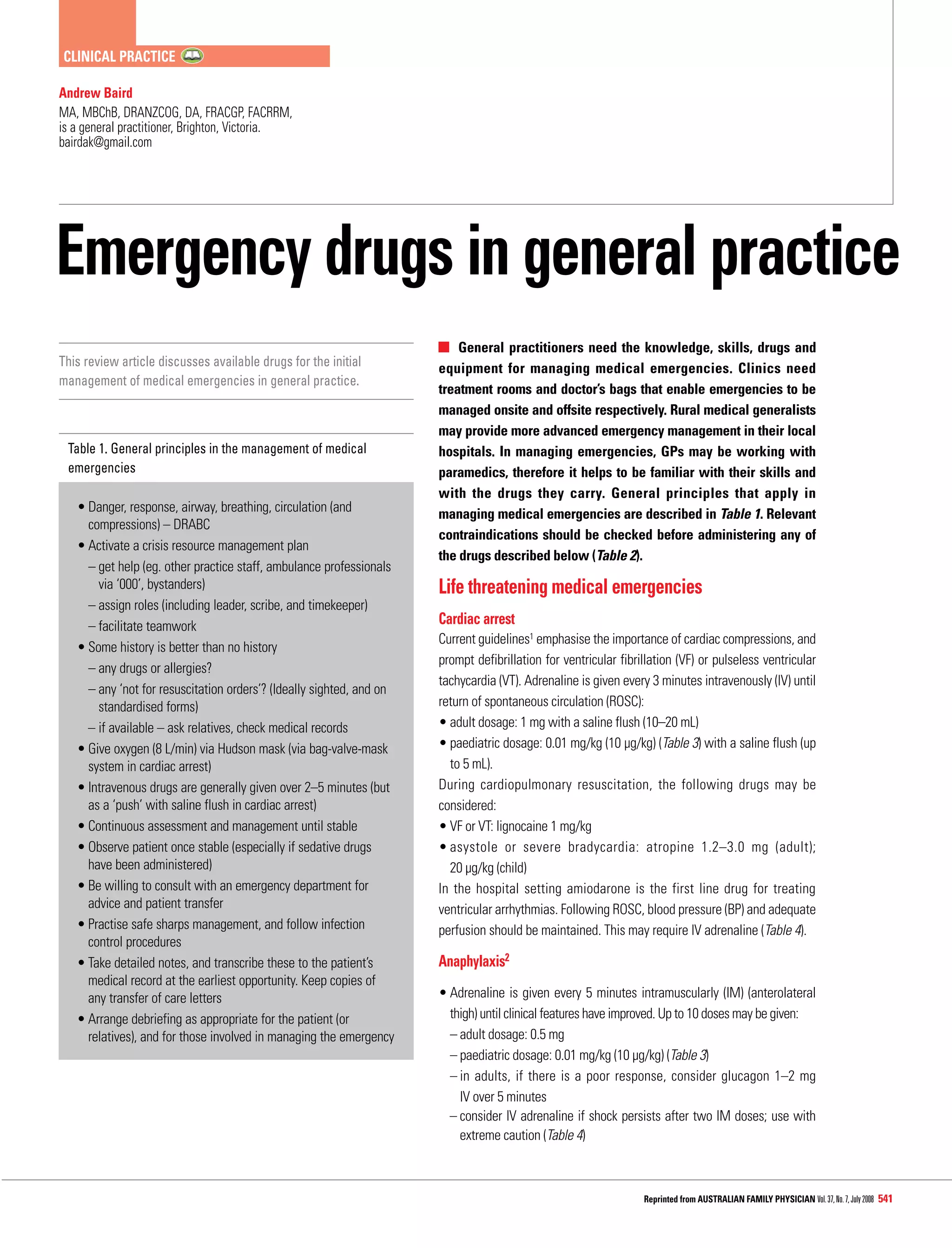 Emergency drug list | PDF