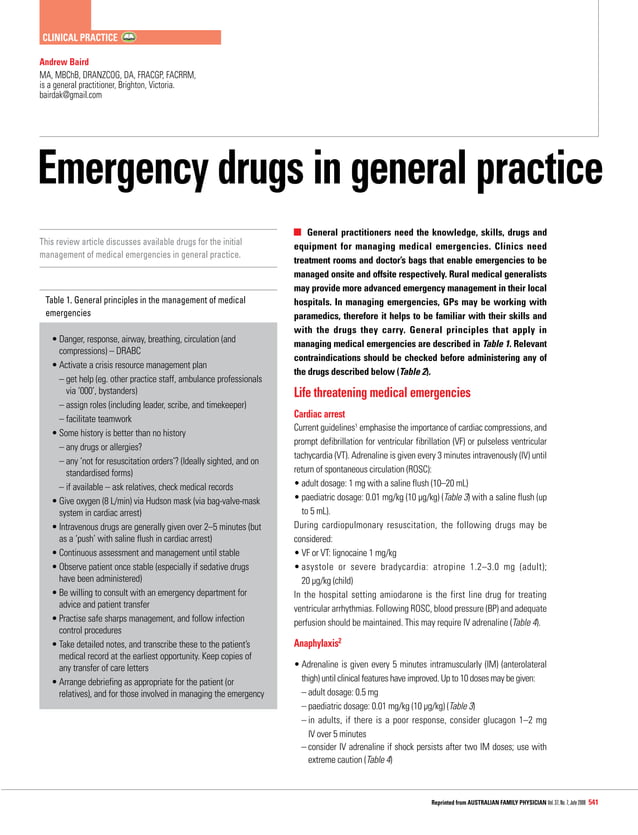 Emergency drug list | PDF