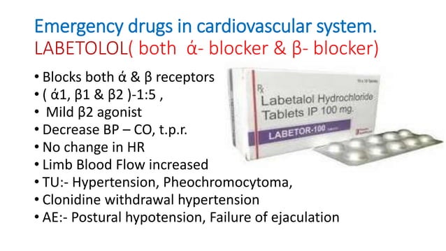 Emergency drugs- Cardiovascular system beta blockers | PPT