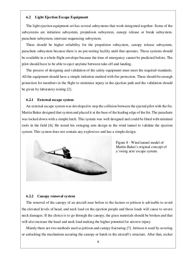 Emergency ejection system in military aircraft report