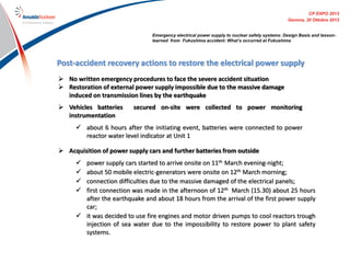 Emergency Electrical Power Supply to Nuclear Safety Systems: design basis and lesson learned ...