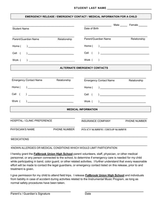 Emergency Form | PDF