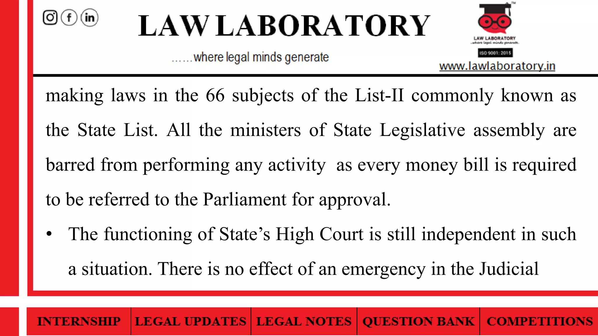 Provisions of Emergency under Constitutional Law | PPTX