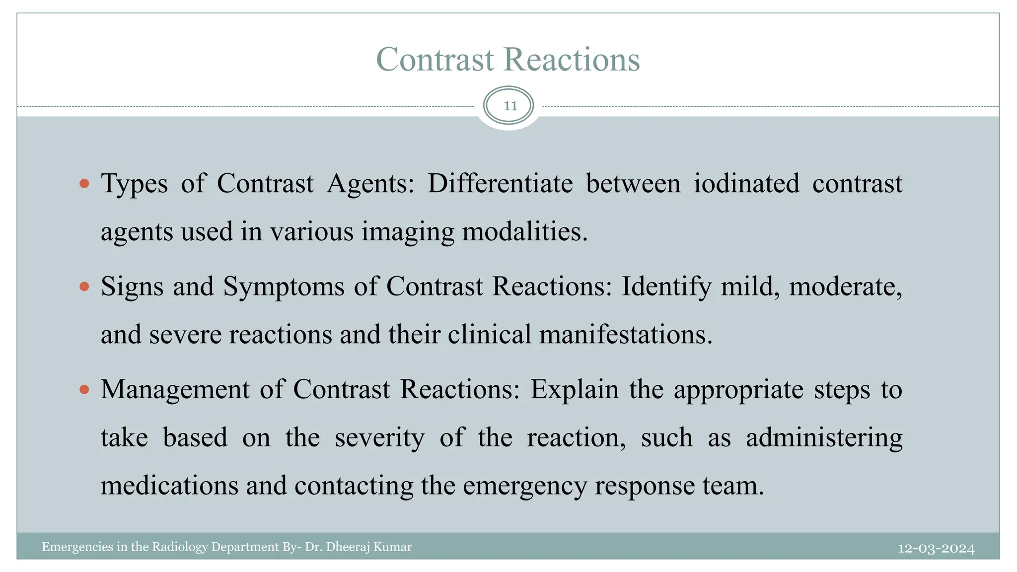 Emergency in Radiology Department.pptx,Contrast Reactions | PPTX