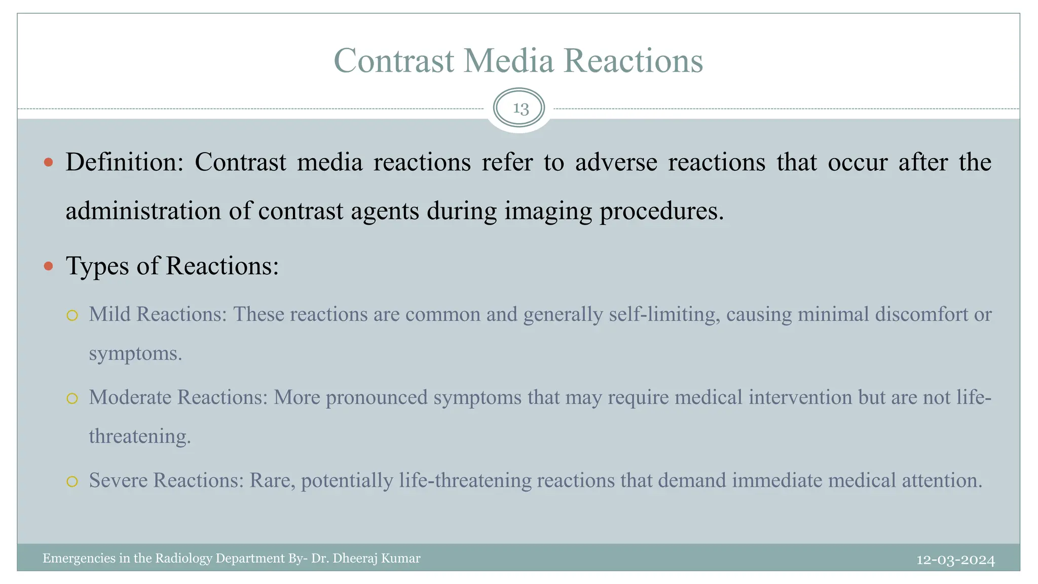 Emergency in Radiology Department.pptx,Contrast Reactions | PPTX