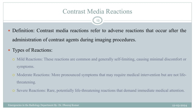 Emergency in Radiology Department.pptx,Contrast Reactions | PPTX