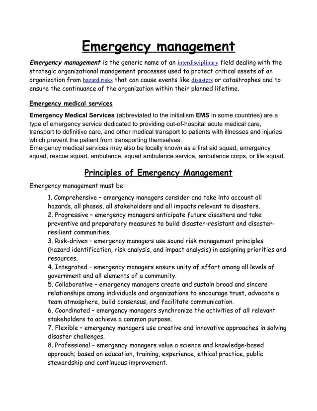 Emergency management | PDF