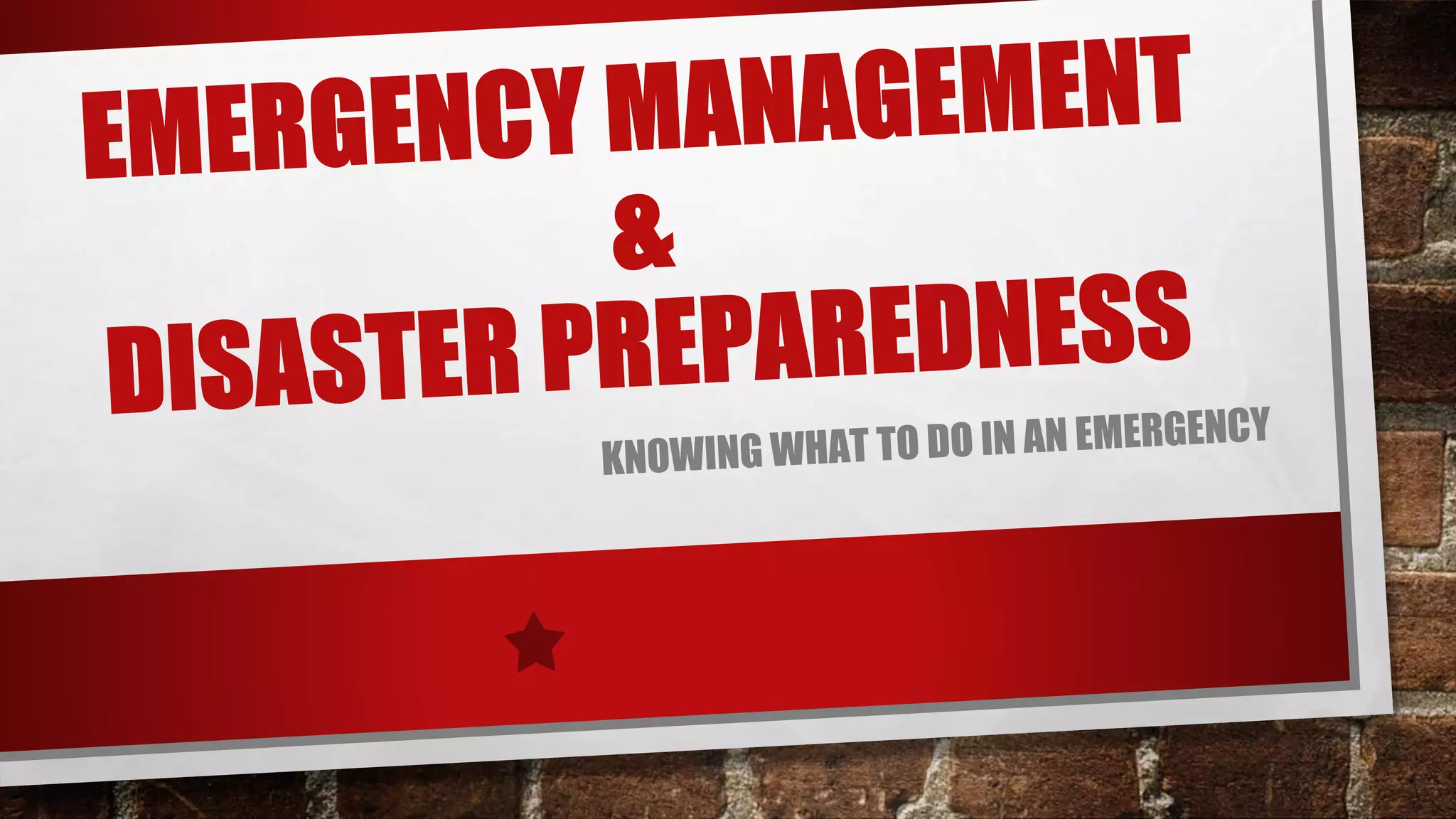 Emergency management & disaster preparedness | PPT