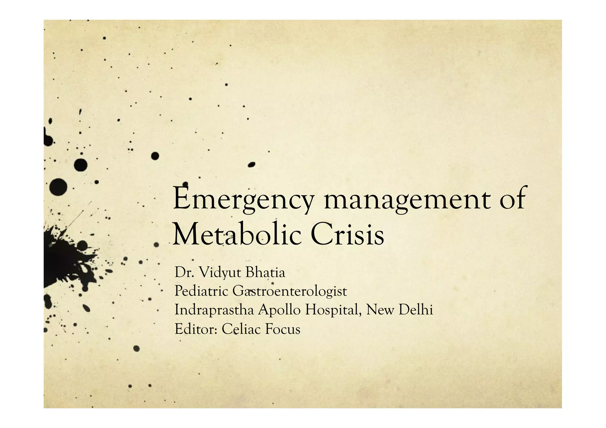 Emergency management of metabolic crisis | PDF