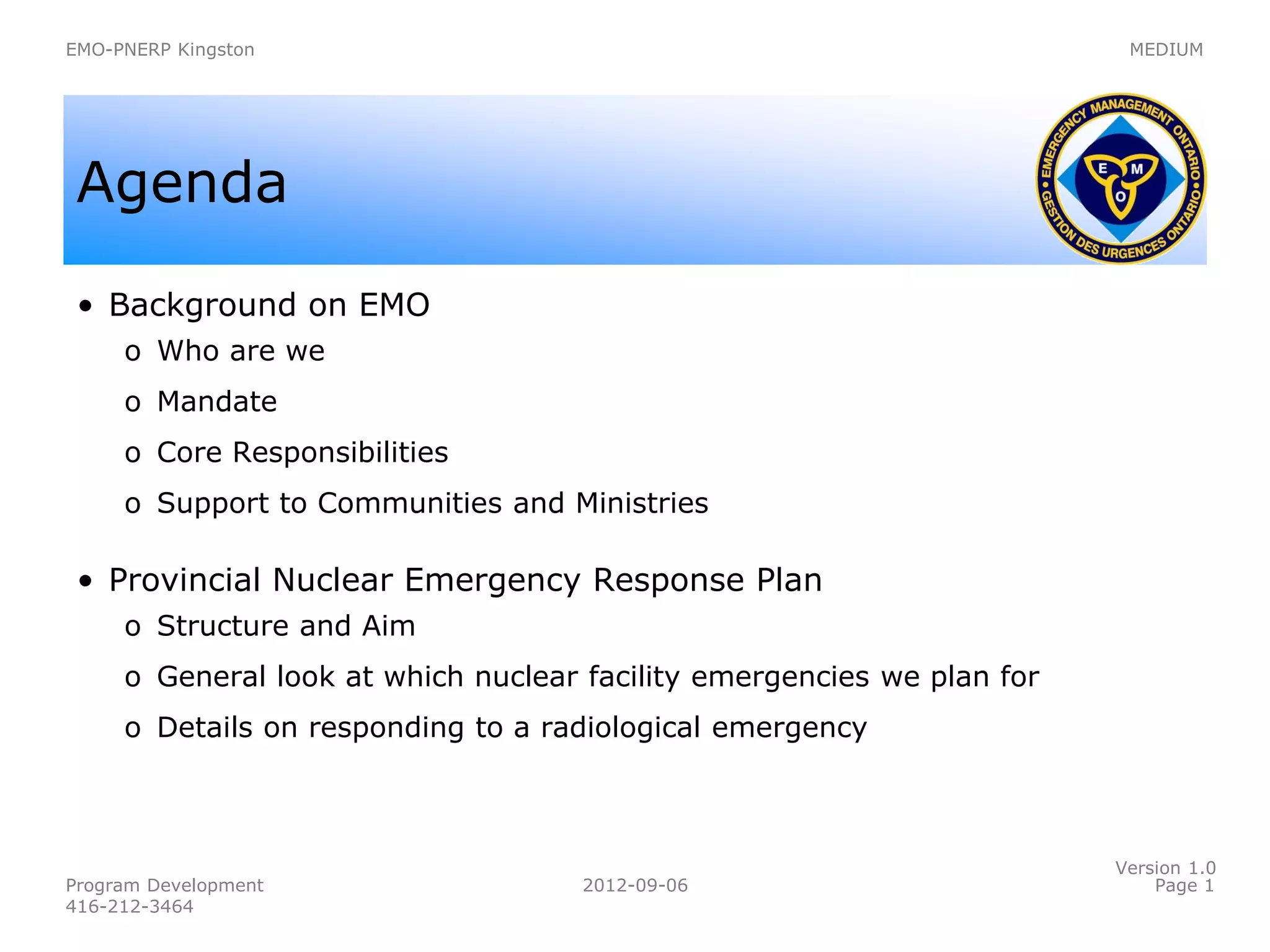 Emergency management ontario and the provincial nuclear | PDF