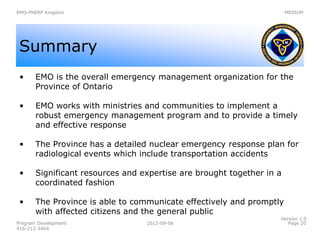 Emergency management ontario and the provincial nuclear | PDF