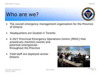 Emergency management ontario and the provincial nuclear | PDF
