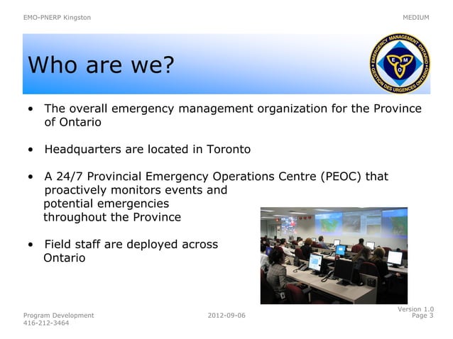 Emergency management ontario and the provincial nuclear | PPT