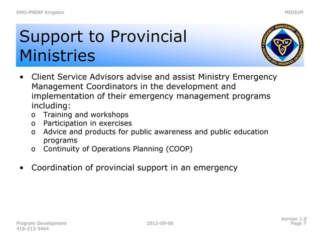 Emergency management ontario and the provincial nuclear | PPT
