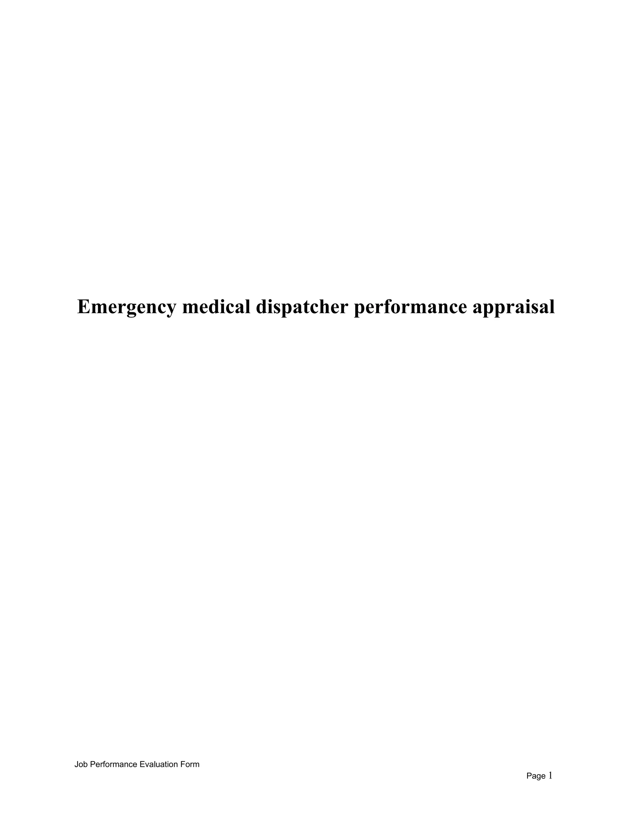 Emergency medical dispatcher performance appraisal | DOC