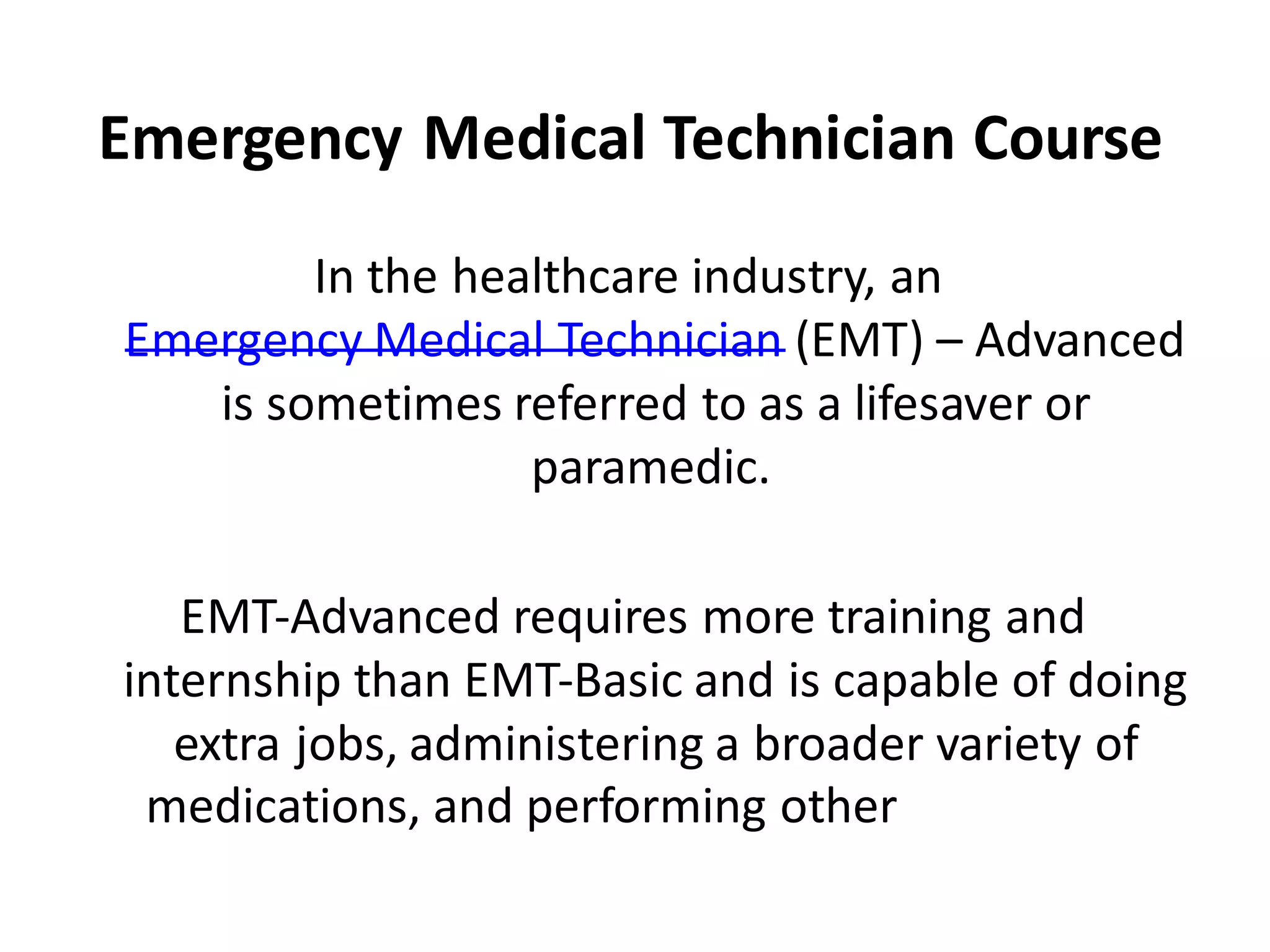 Emergency medical technician course in agra | PPT
