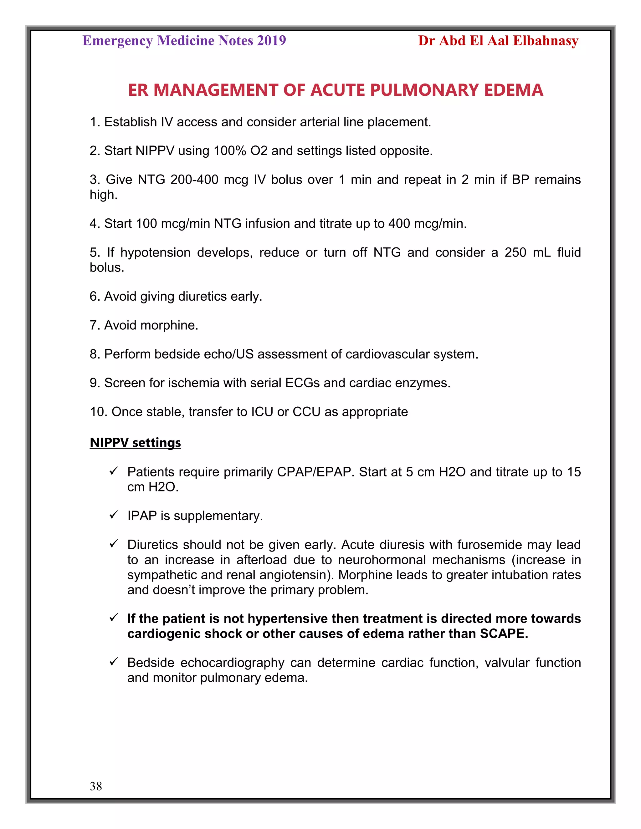 Emergency Medicine Notes 2019 | PDF