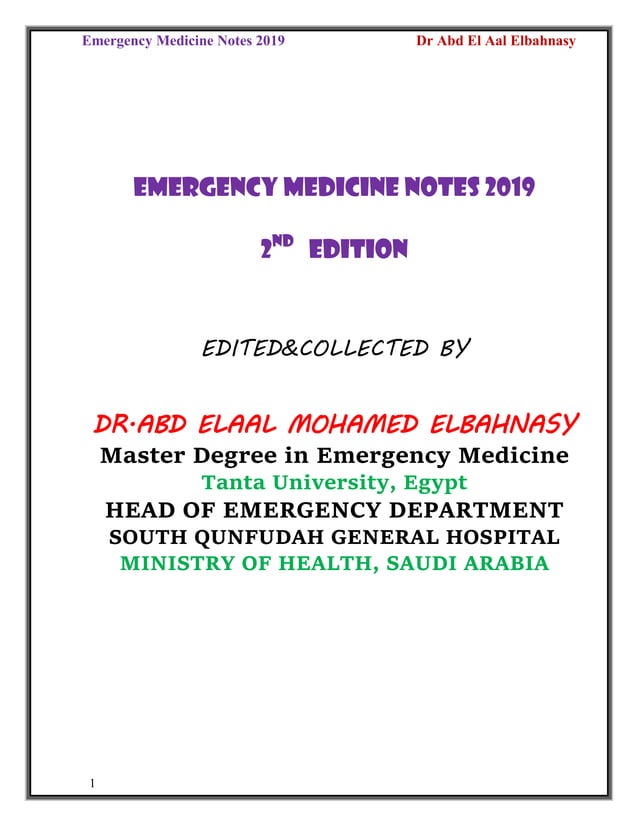 Emergency Medicine Notes 2019 | PDF