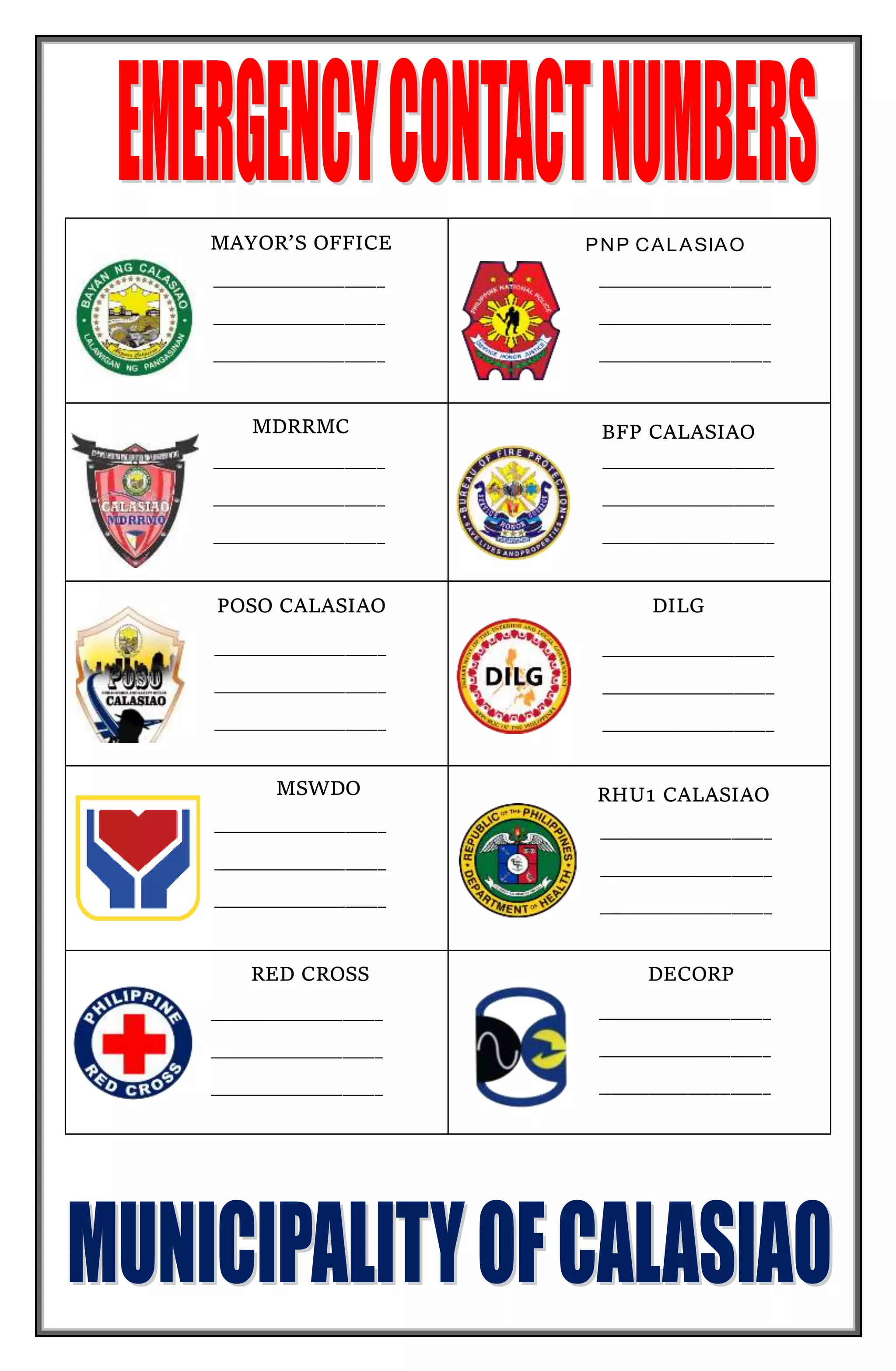 Emergency numbers | DOCX