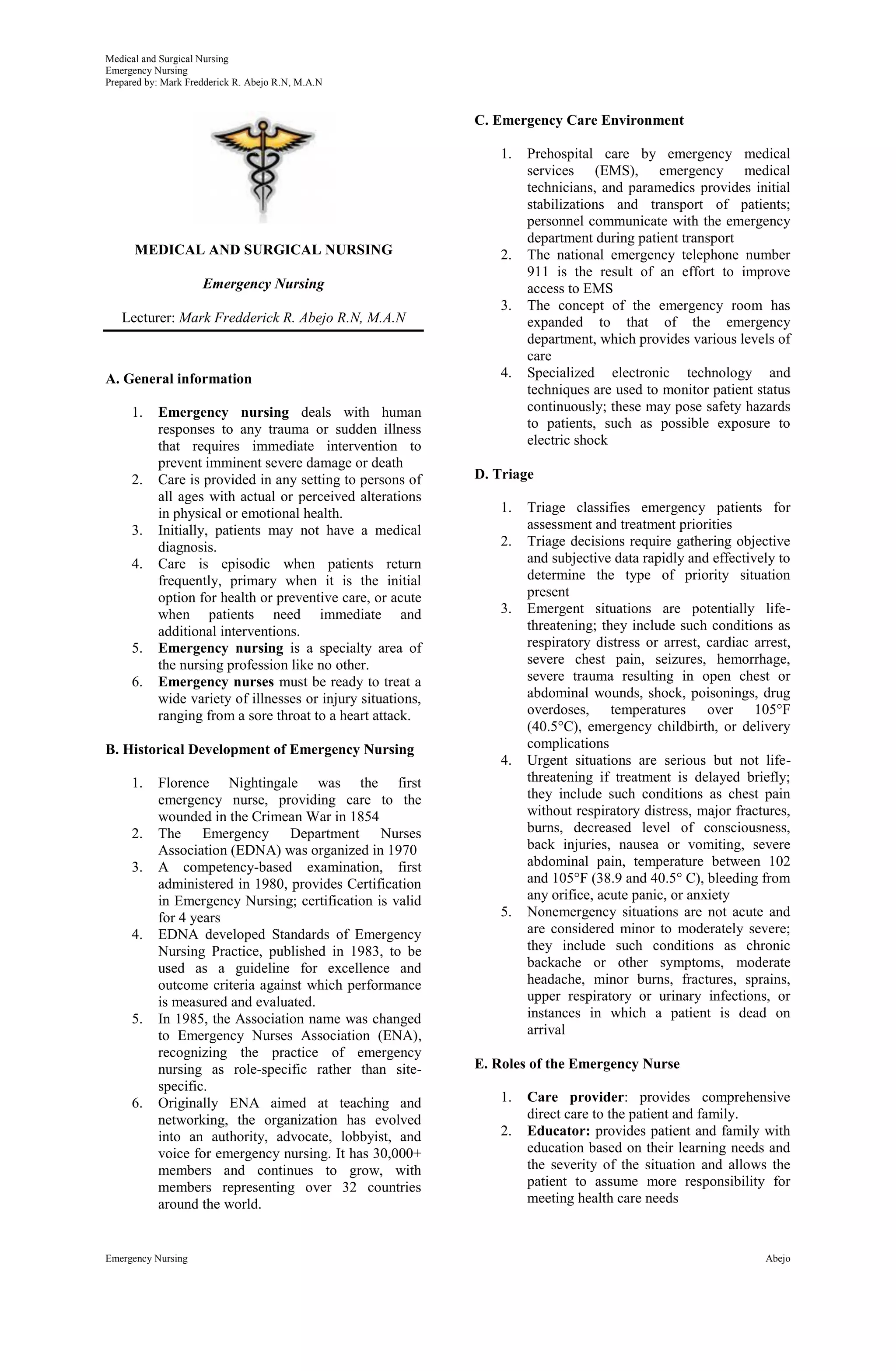 Emergency Nursing | PDF