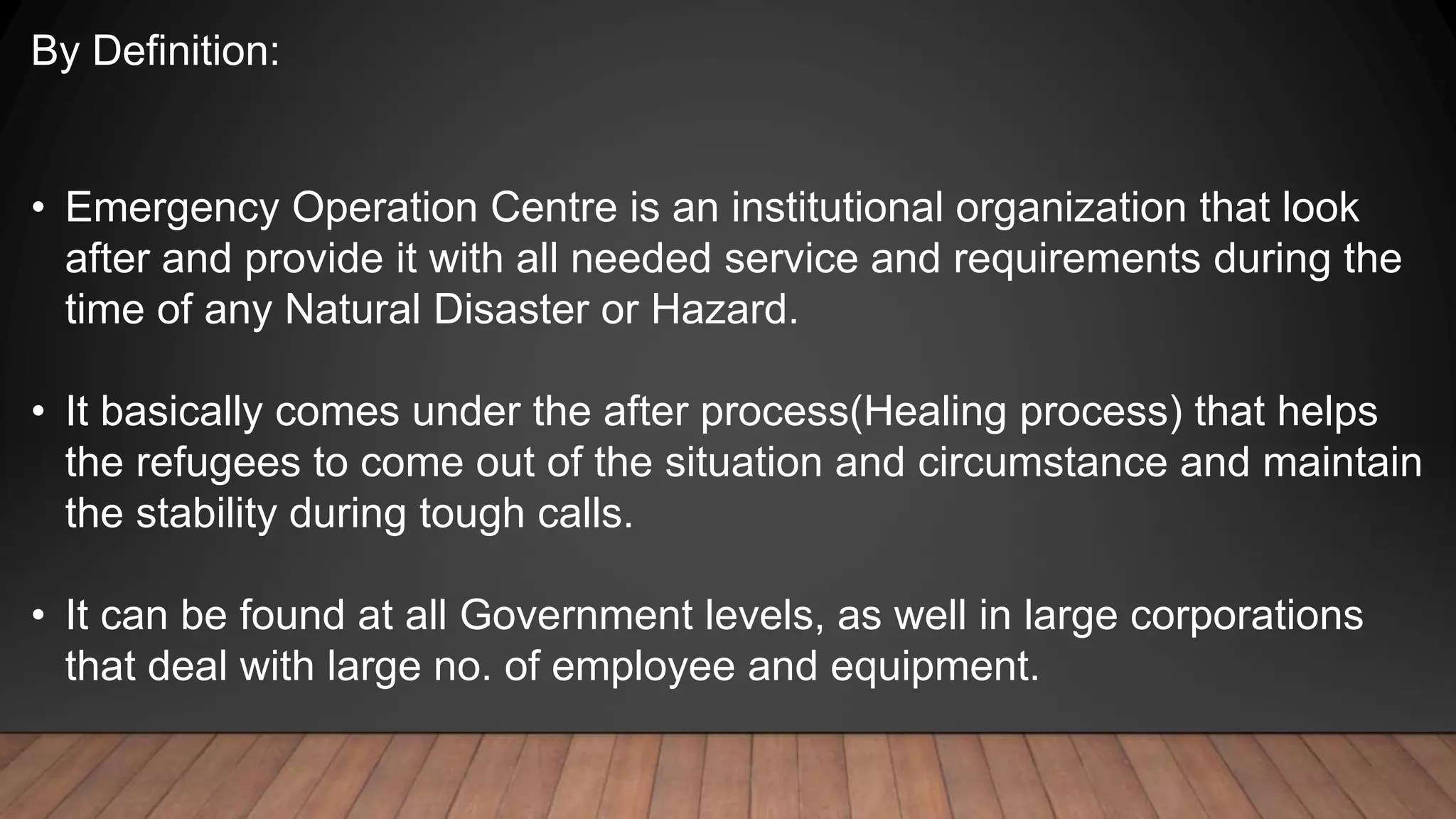 Disaster management Emergency operation center | PPTX