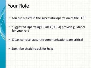 Emergency operations center basic training | PPTX