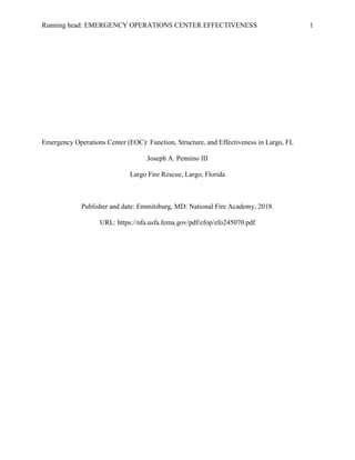 Emergency Operations Center (EOC) Function, Structure, and ...