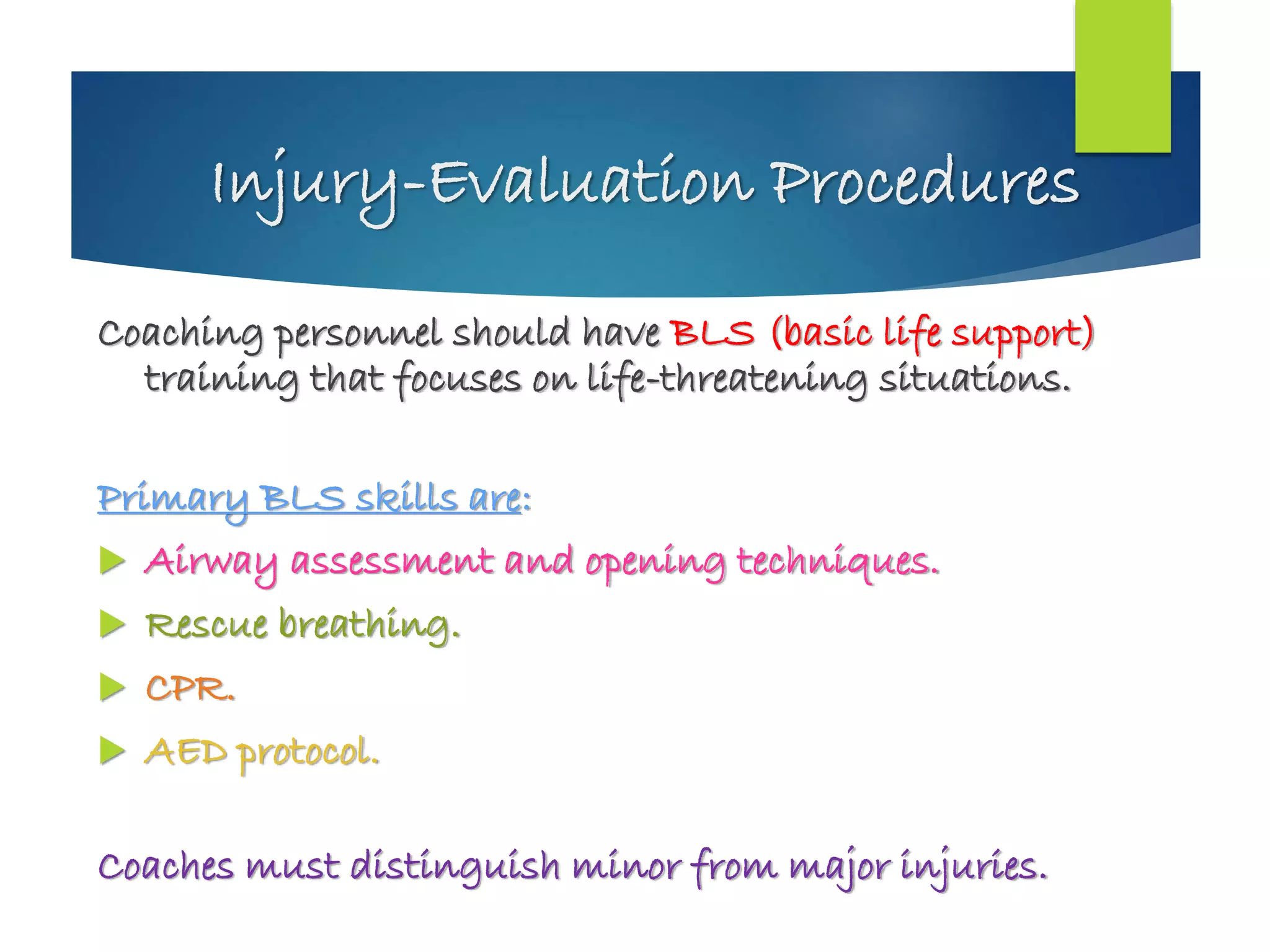 Emergency plan and initial injury evaluation | PPTX