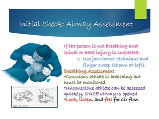 Emergency plan and initial injury evaluation | PPTX | First Aid | Injuries