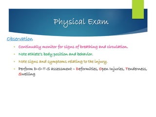 Emergency plan and initial injury evaluation | PPTX | First Aid | Injuries