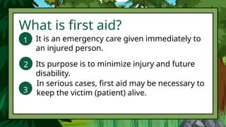 Emergency Preparedness (First Aid) This includes simple bandaging using ...