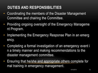 Establish the effective Emergency preparedness response | PPTX